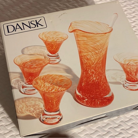 Dansk | Dining | Dansk Cocktail Pitcher Set Orange Crystal | Poshmark